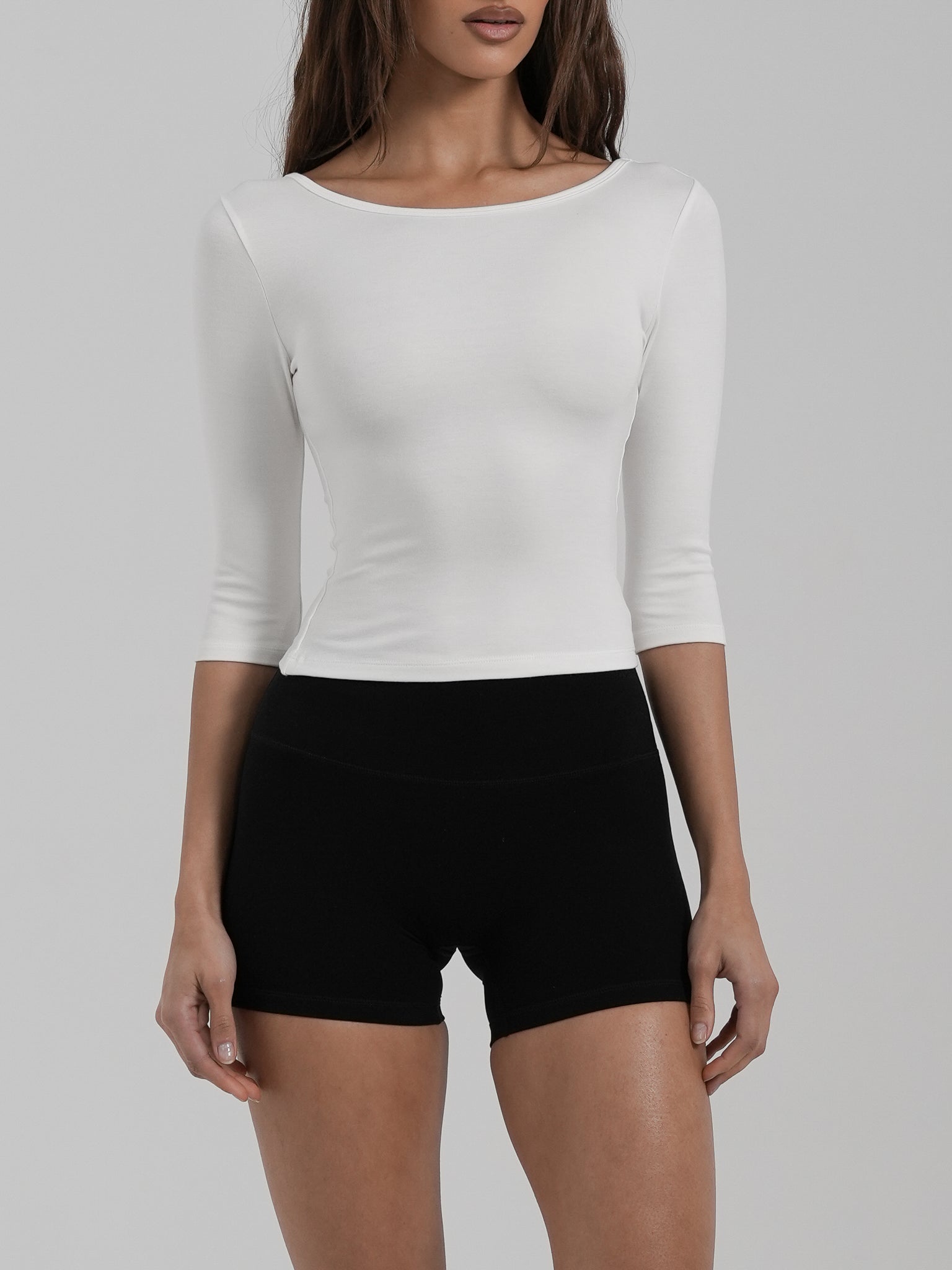 White 3/4 Sleeve Top | SWT Active