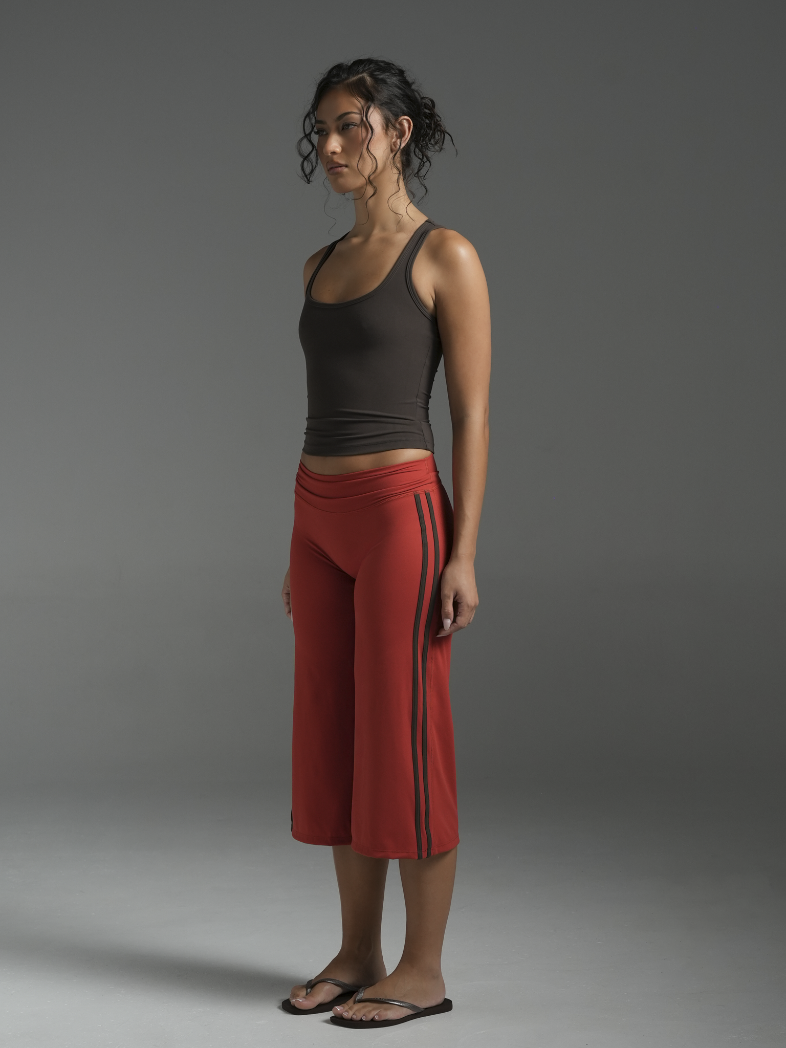 Rouge/Bittersweet FLX Stripe Wide Leg Capris | SWT Active